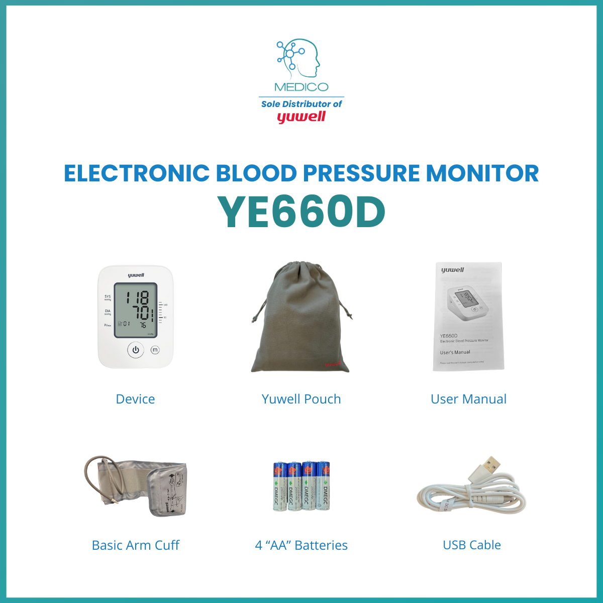 Yuwell YE660D Blood Pressure Monitor (Basic Model BPM) - Manadr
