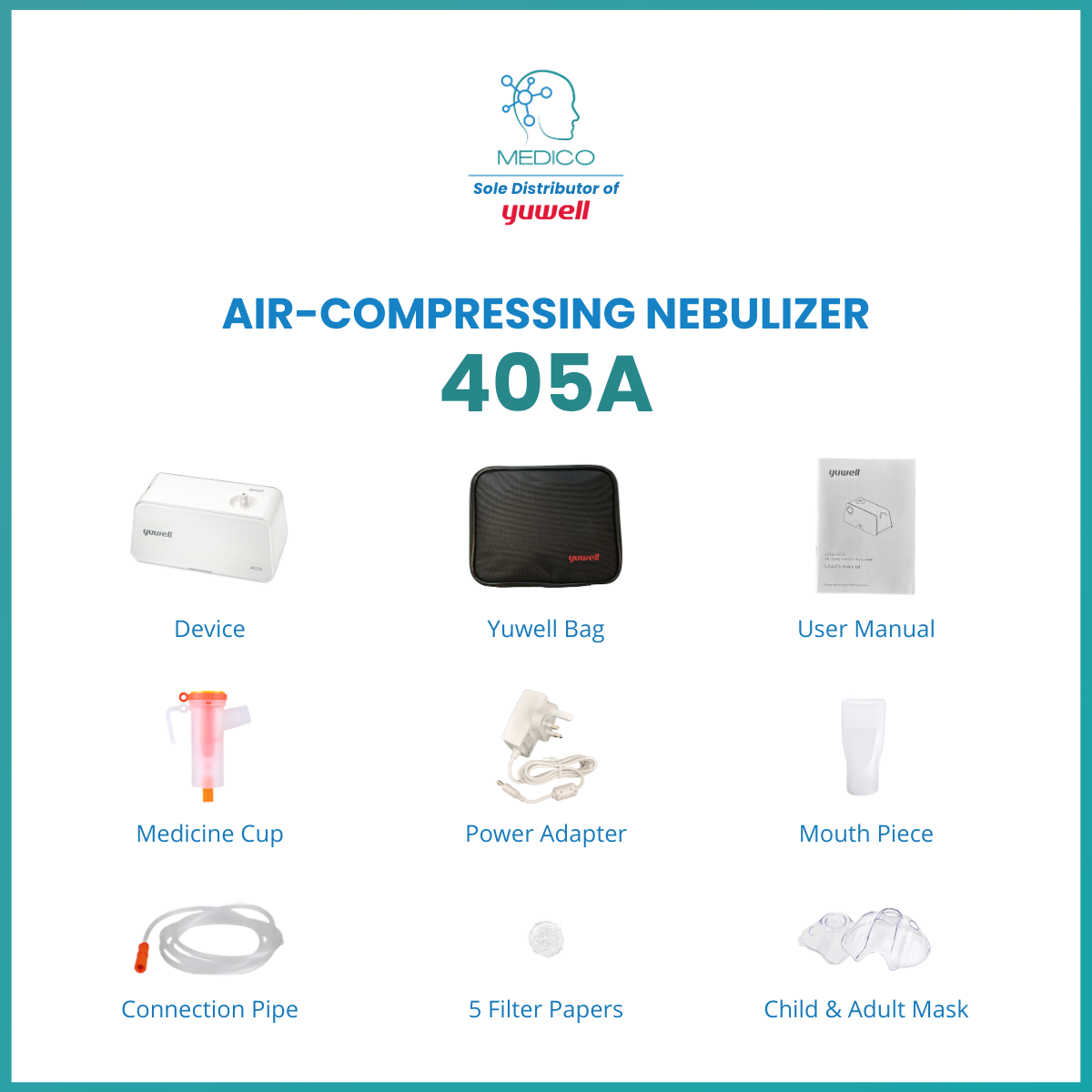 Yuwell Air Compressing Nebulizer 405A - for home use - Manadr