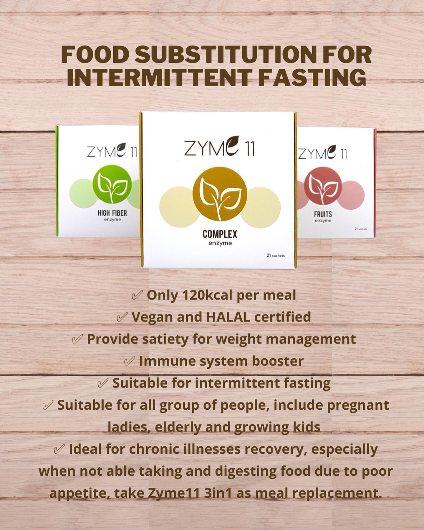 Zyme11 Complex + Fruits + High Fiber Enzyme (21 sachets each) - Manadr