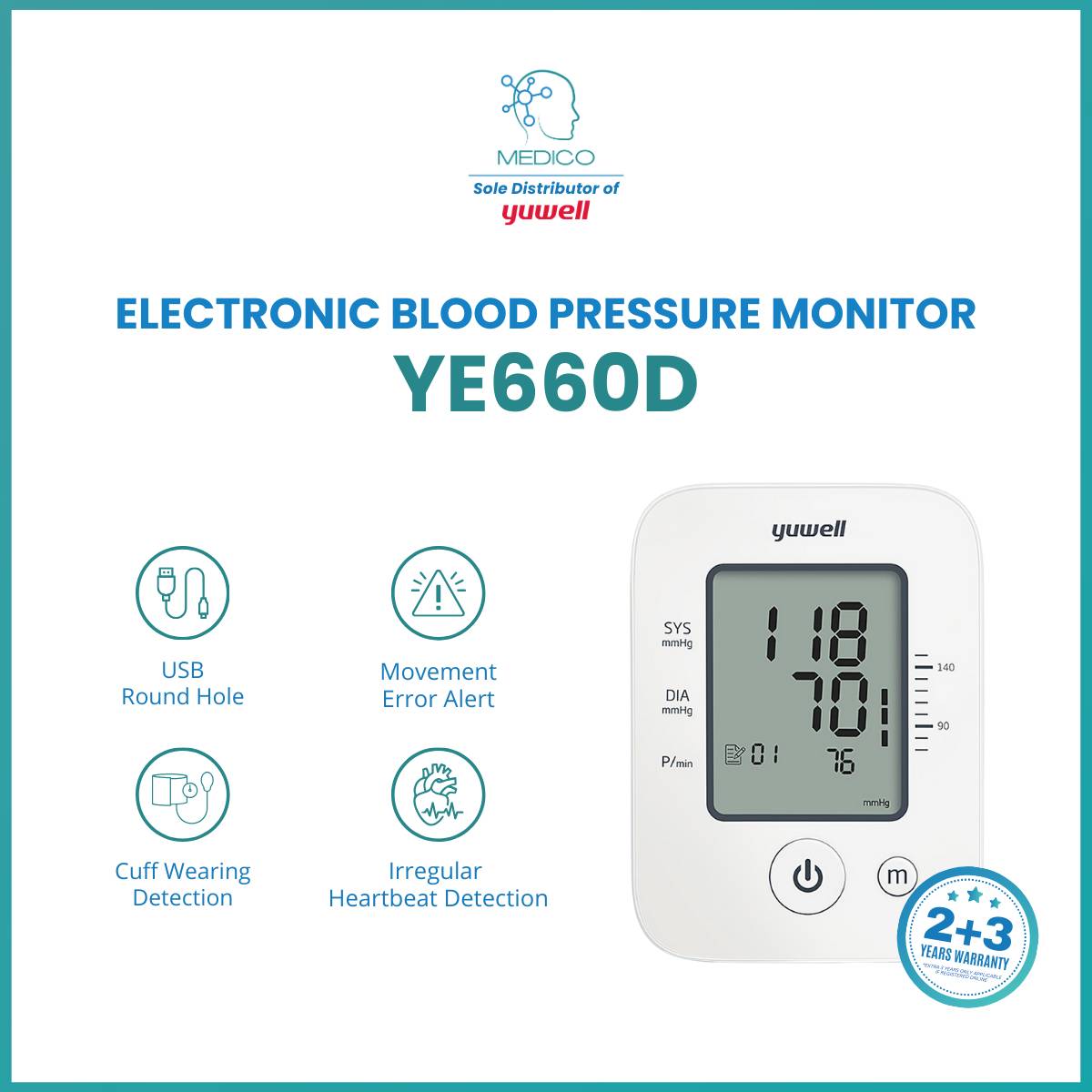 Yuwell YE660D Blood Pressure Monitor (Basic Model BPM) - Manadr