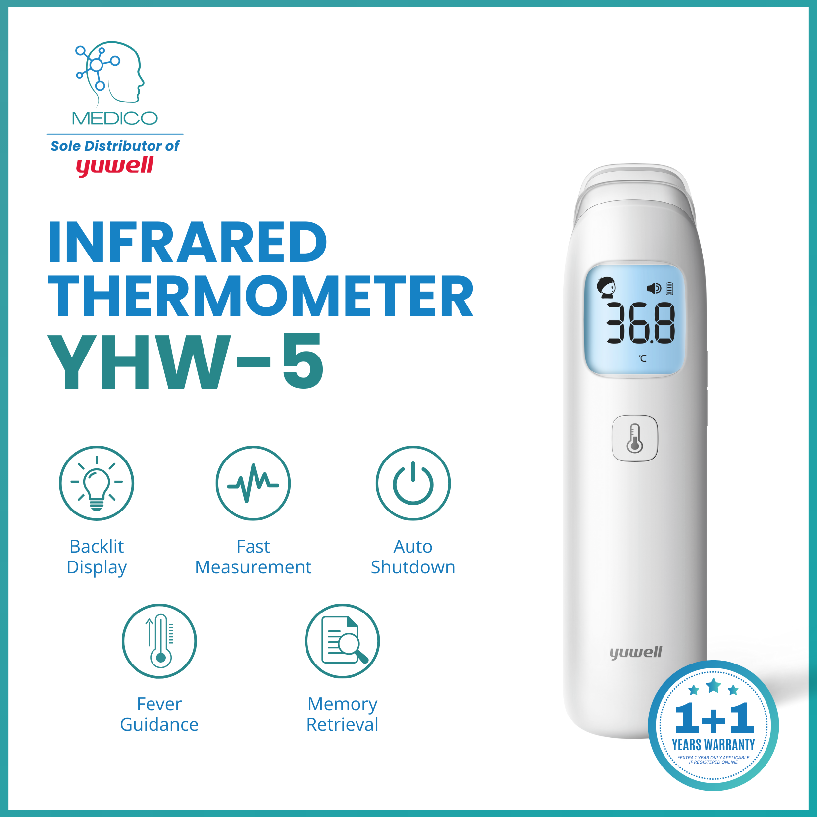 Yuwell YHW-5 Infrared Thermometer - Manadr