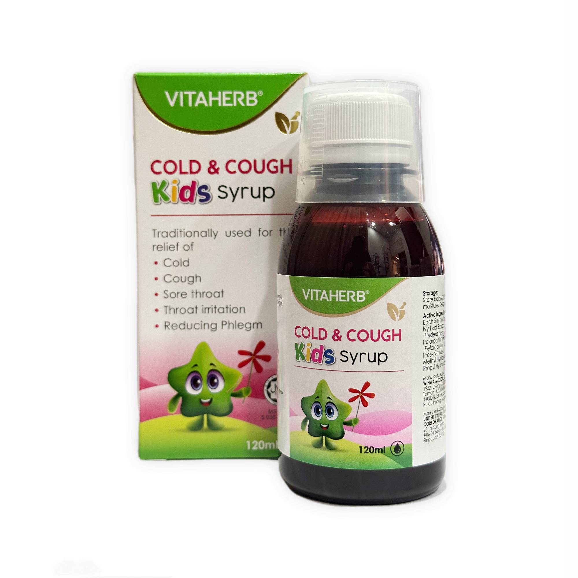 VITAHERB COLD & COUGH KIDS SYRUP 120ML - Manadr